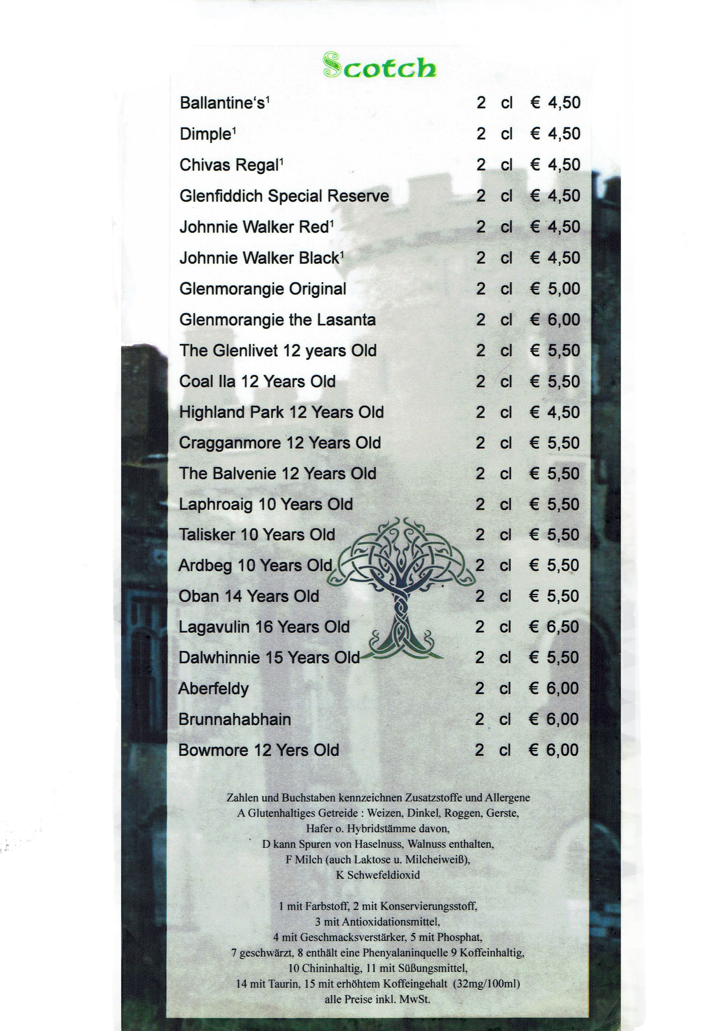 Drink Menu Irish Pub Wiesbaden Drink Menu Irish Pub Wiesbaden